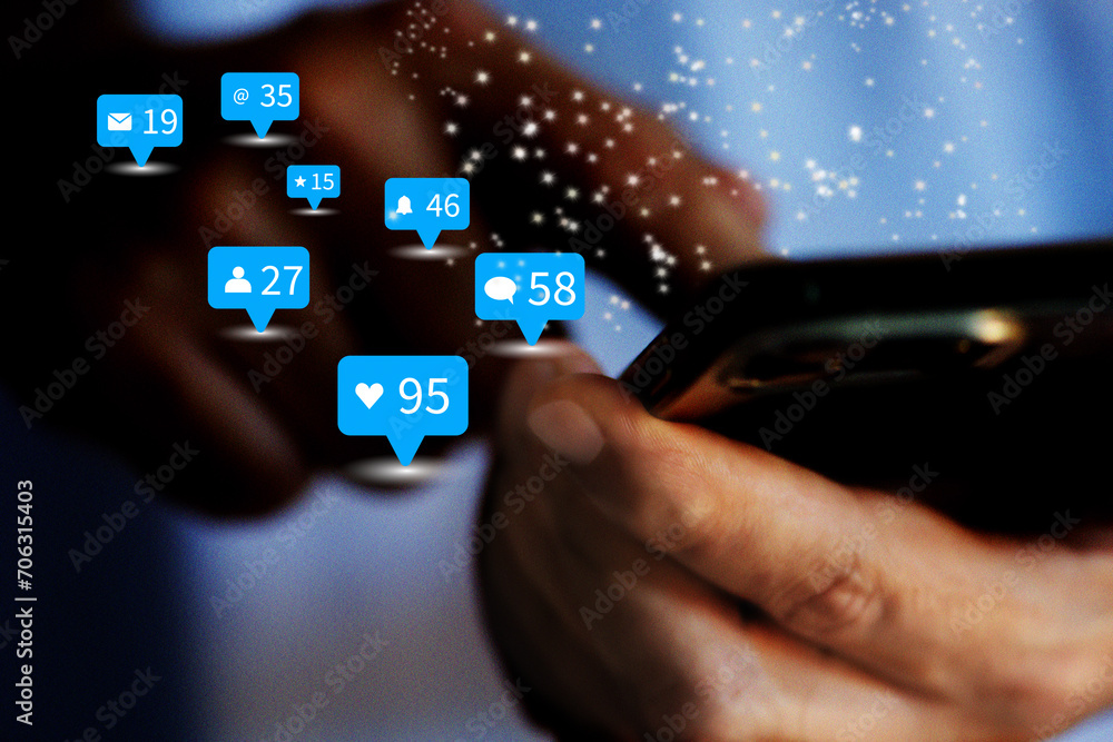 Message notification concept on realistic notebook computer. New email ...