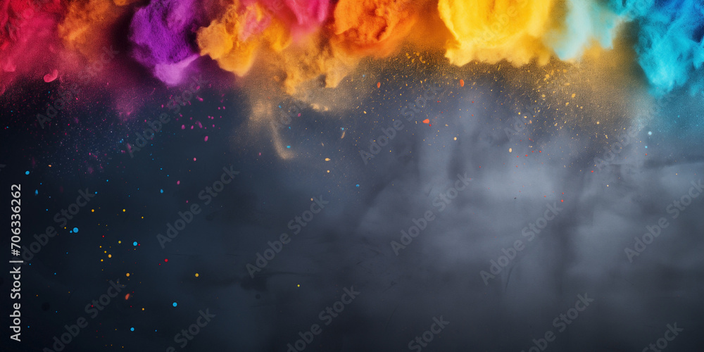 Holi style border design with colorful powder. Frame border with place ...