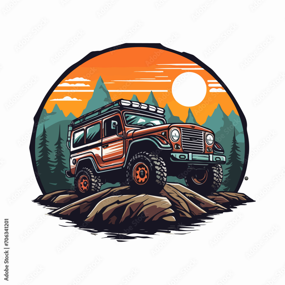 4wd car vector illustration logo badge good for tshirt, sticker ...