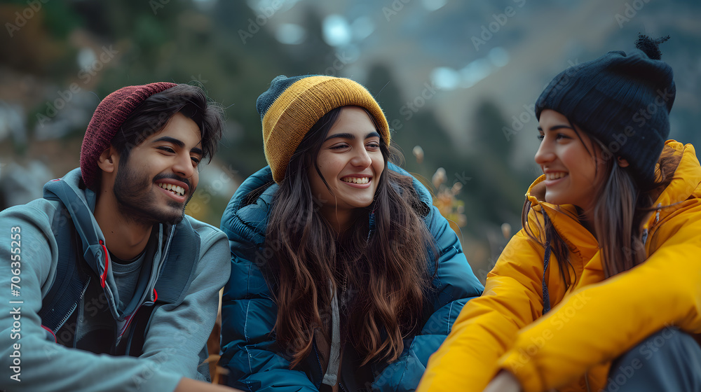 Dynamic capture, friends engaged in activities, vibrant expressions ...