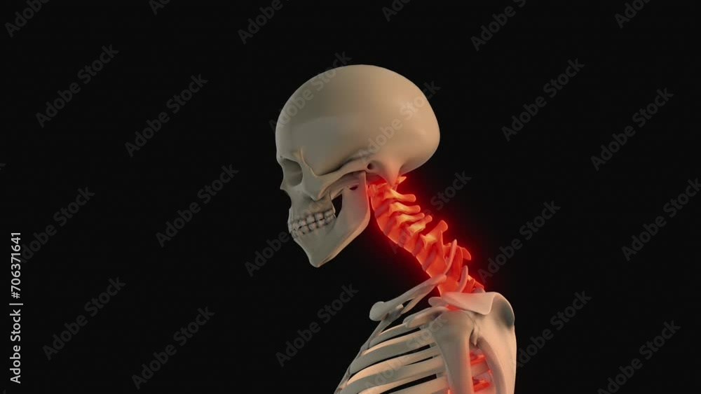 Medical animation of cervical postural syndrome or neck pain Stock ...