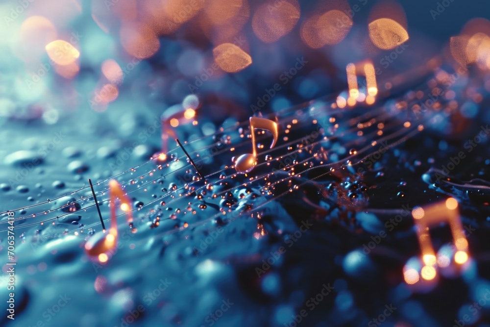 A close-up view of a bunch of musical notes. Can be used for music ...