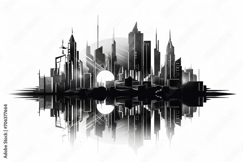Logo drawing of modern city Stock Illustration | Adobe Stock