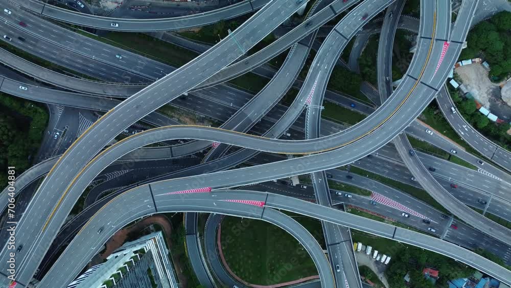 Aerial view of the expressway in Malaysia in the city of Kuala Lumpur ...