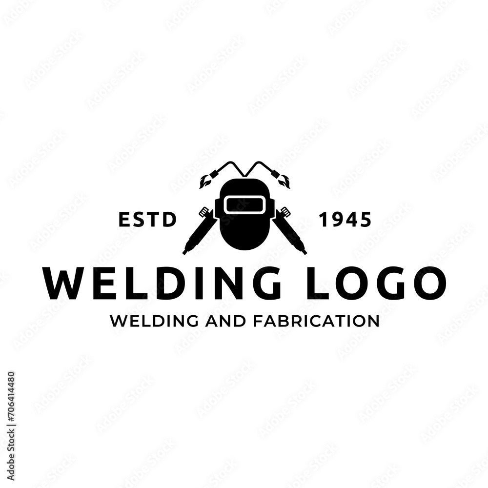 Welding torch logo design. Welder tool vector design. Welding work ...
