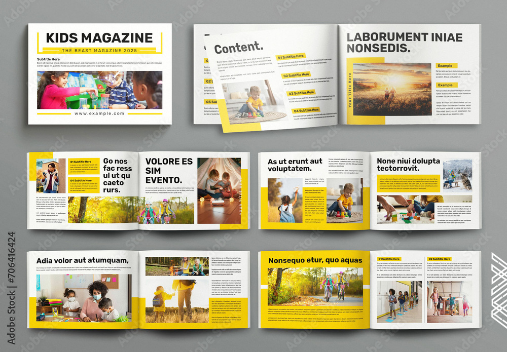 Kids Magazine Template Landscape Stock Template | Adobe Stock
