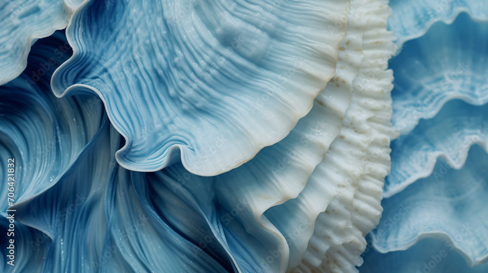 abstract background with waves, Giant clam texture macro. Beautiful sea ...
