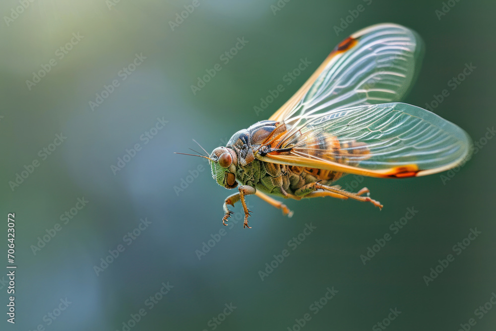 Cicada in flight, a dynamic image capturing the fast and agile movement ...