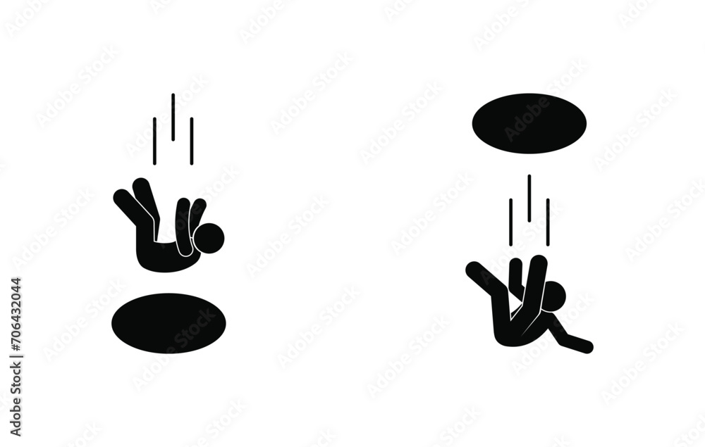 falling man icon, stick figure people, warning sign Stock Vector ...