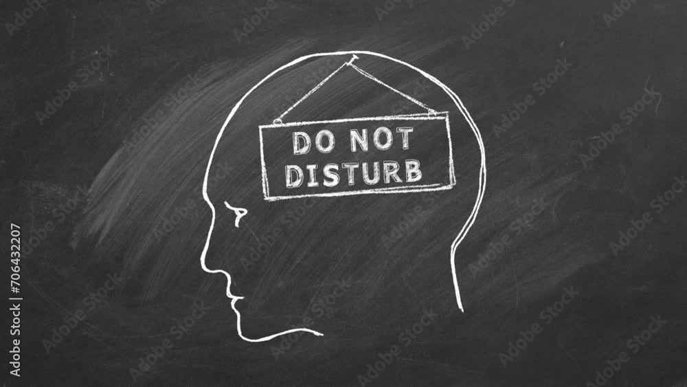 DO NOT DISTURB text inside in human head. Illustration on the ...