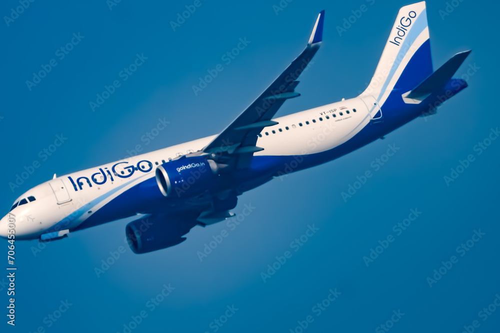 New Delhi, India, December 25 2023 - Indigo Airbus A320 take off from ...