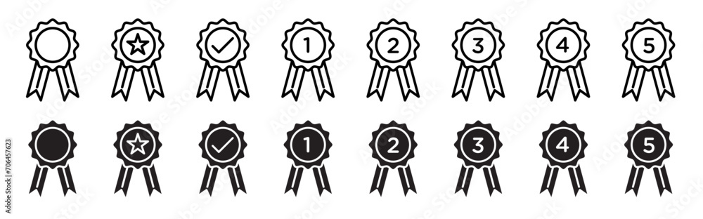 Rosette vector symbol set. quality warranty ribbon icon collection ...