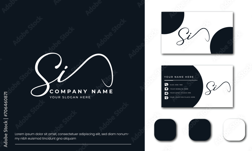 SI S I initial letter handwriting and signature logo and business card ...