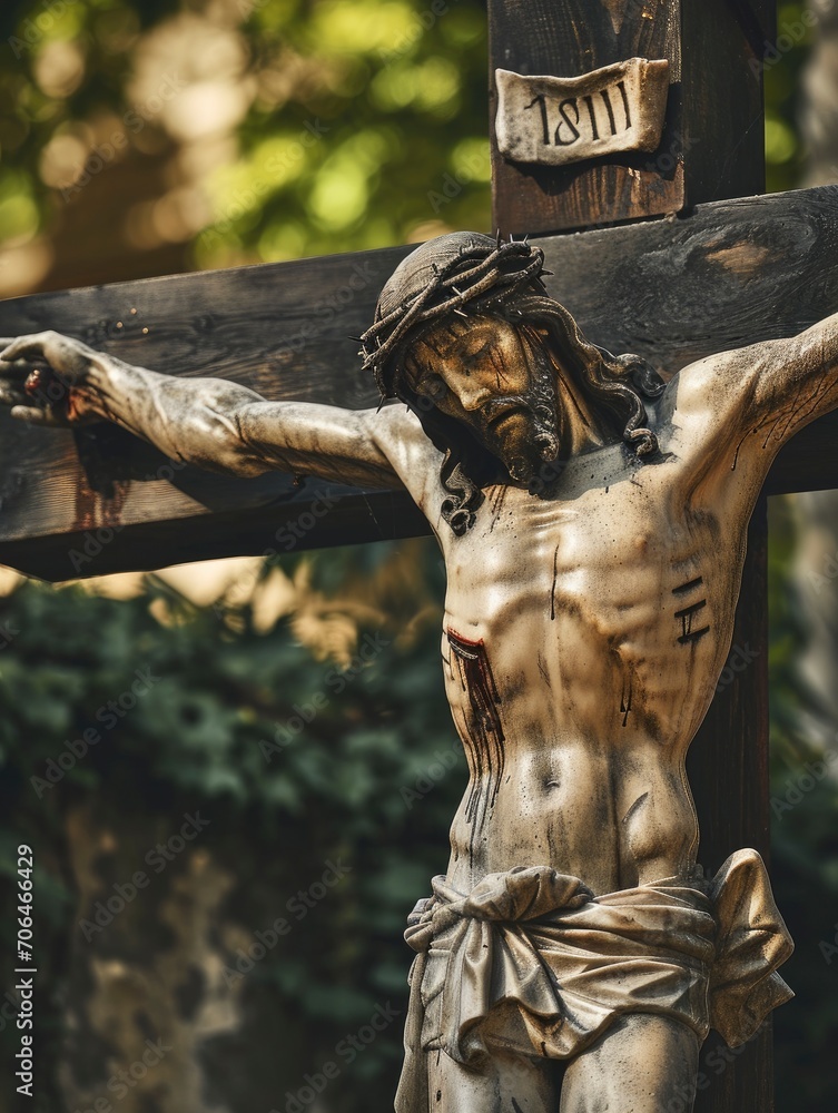 jesus on the cross, realistic, Nikon - generative ai Stock Illustration ...