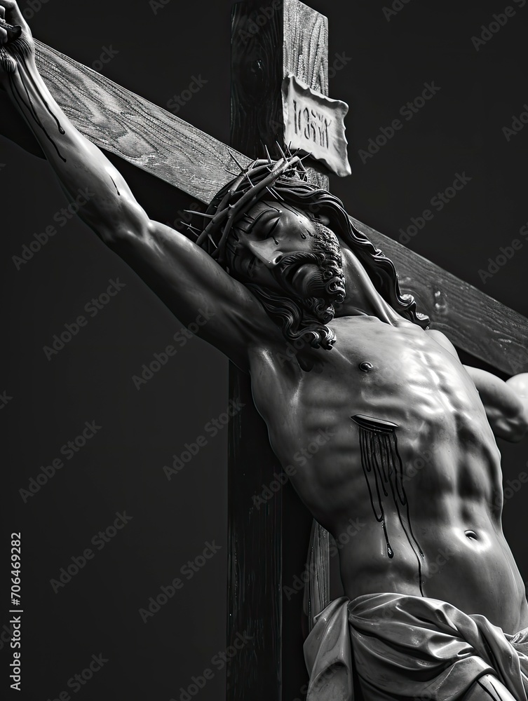 jesus on the cross, realistic, Nikon - generative ai Stock Illustration ...