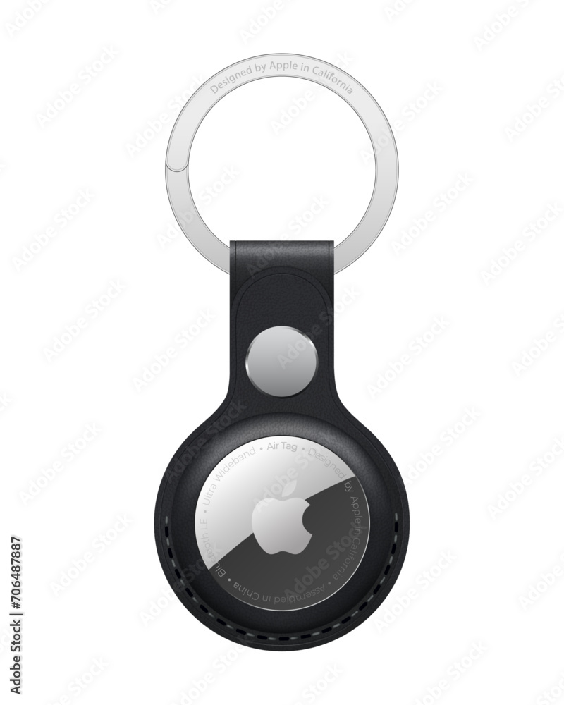 Apple AirTag FineWoven Key Ring, isolated on white background, vector ...