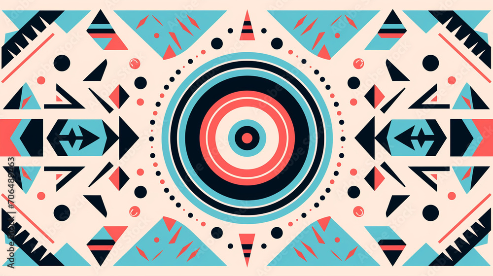 Aztec ethnic motif. Native american geometric pattern, colored mexican ...