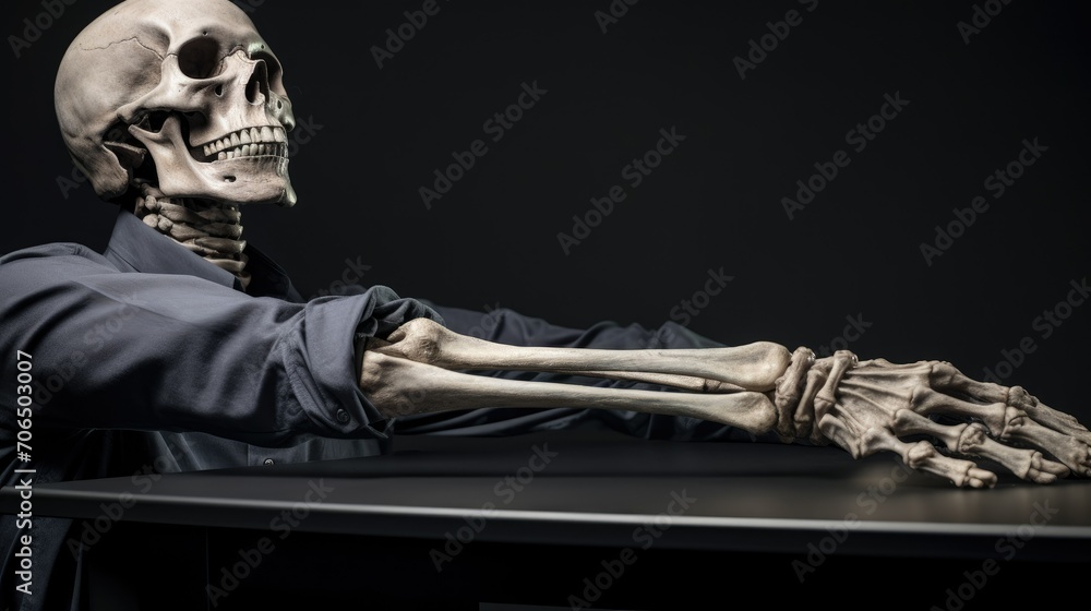 Hyper-realistic, sharp-focused skeleton arm on white background ...