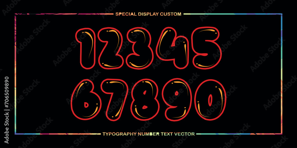 assorted digital custom vector numbers. minimum. Color gradation. Dark ...