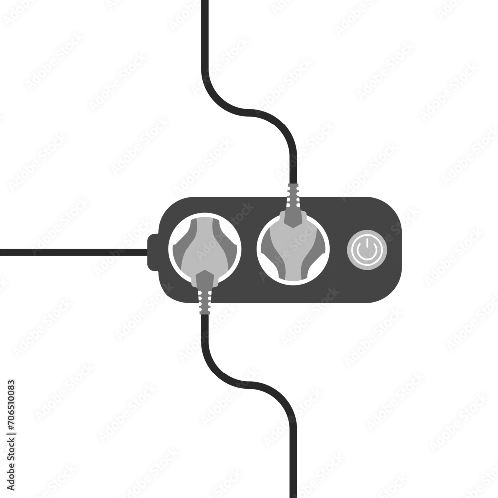 Extension cords vector icon set. Extension cord with plug. Many ...