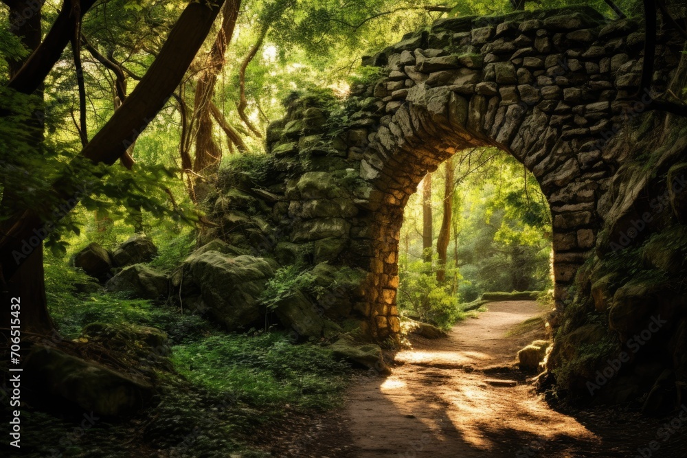 Stone Arch in Middle of Forest, Ancient and Enchanting Pathway Amidst ...