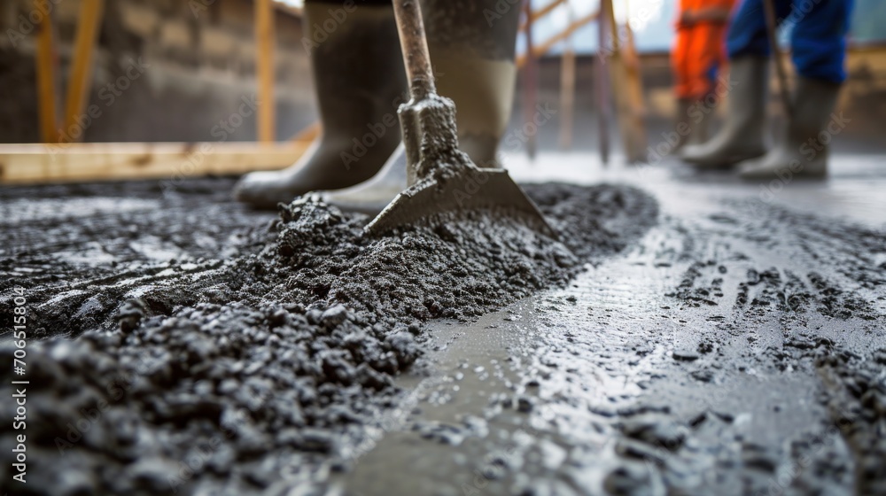 The process of concrete production, illustrating the various stages ...
