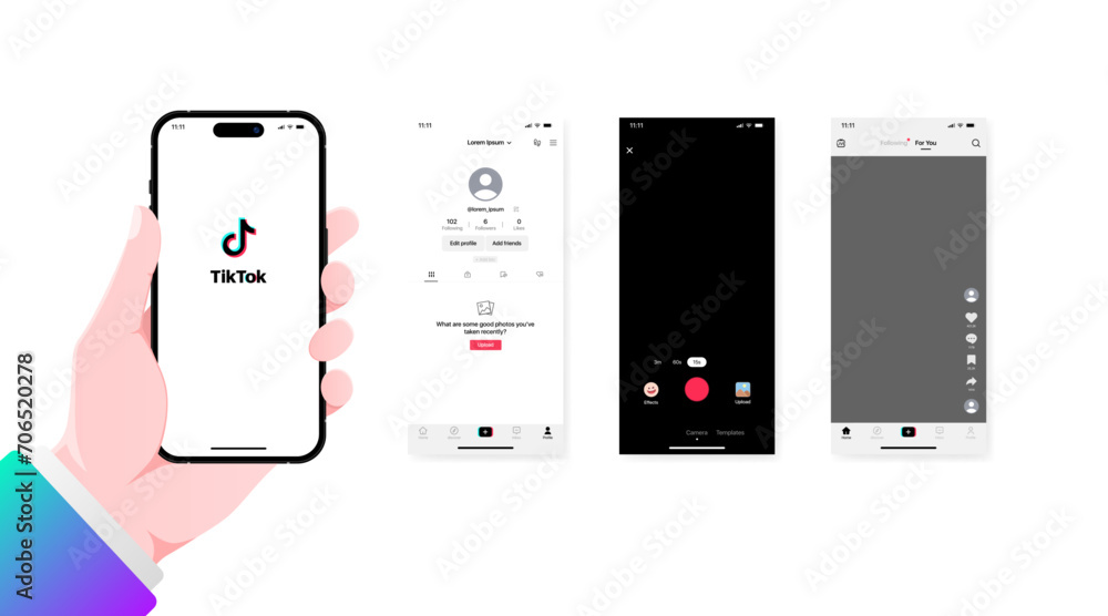 Tik Tok interface mockup. Editorial Tik Tok interface. Social media ...
