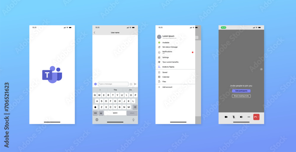 Microsoft Teams Interface Template Interface Mockup Template