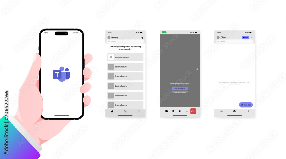 Microsoft Teams interface template. iPhone screen mockup. Editorial ... Microsoft Teams interface template. iPhone screen mockup. Editorial ...