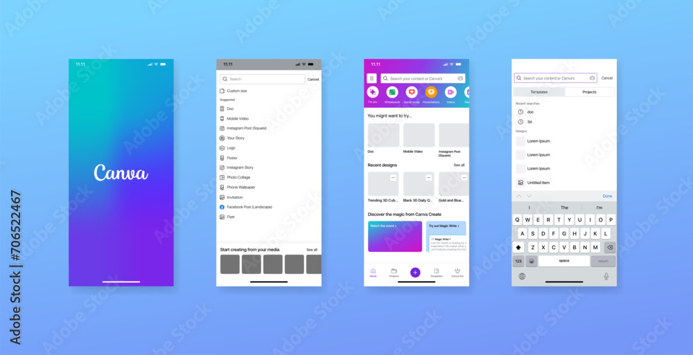 Canva interface mockups. Interface mockup template. Canva pages mockup ...