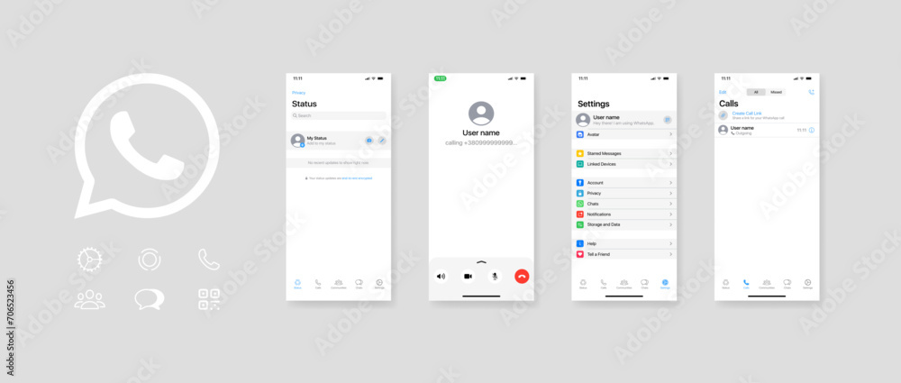 WhatsApp interface template. Editorial mockup of WhatsApp interface ...