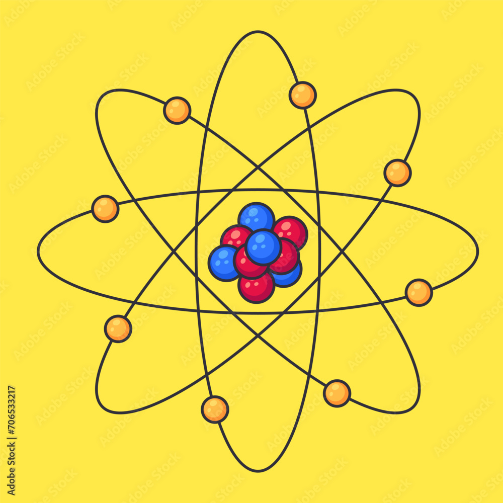 Illustration of atomic structure consisting of protons, neutrons and ...