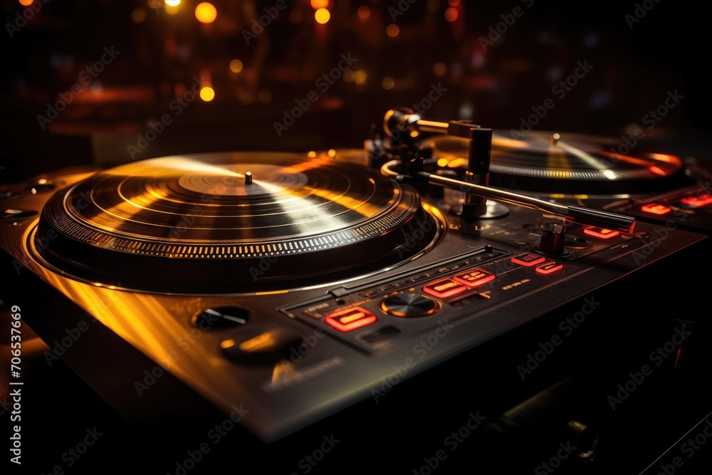 Turntable on Table, A Retro Music Player Resting on a Surface Stock ...