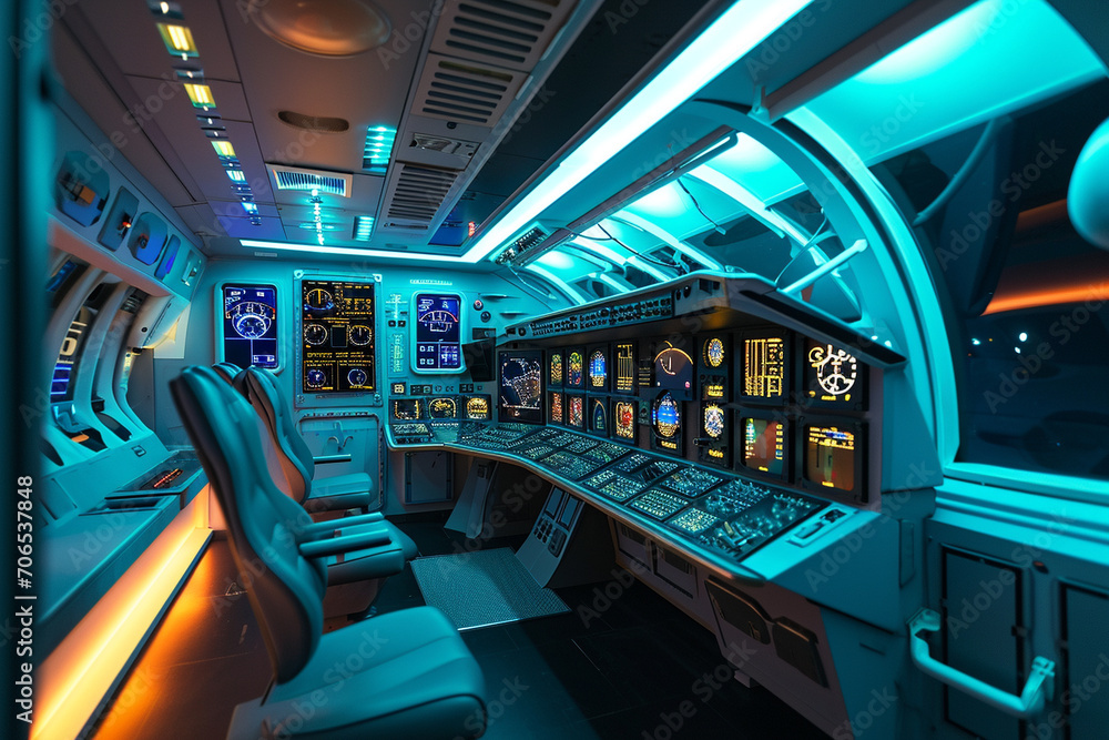 A playroom with a mock airplane cockpit and control panel for aspiring ...