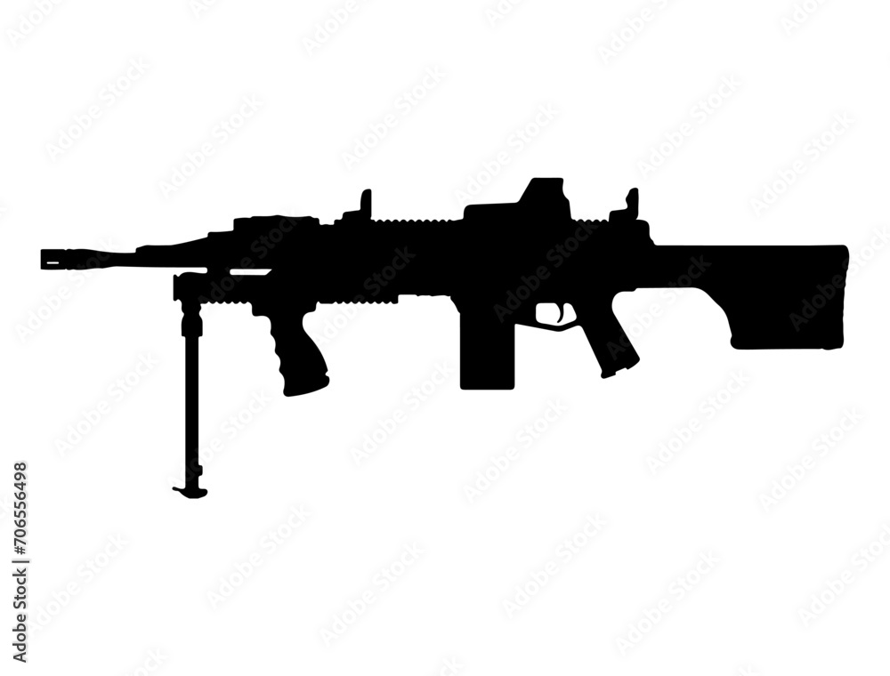 Machine Gun Silhouette vector art white background Stock Vector | Adobe ...