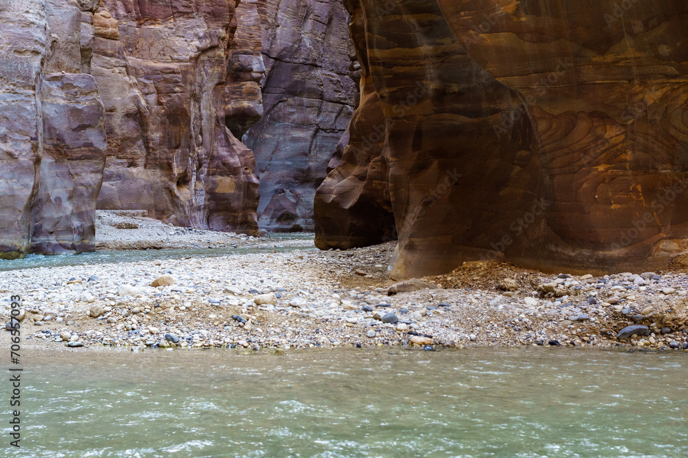 Jordan. Wadi Al Mujib Canyon in Wadi Mujib Nature Biosphere Reserve ...