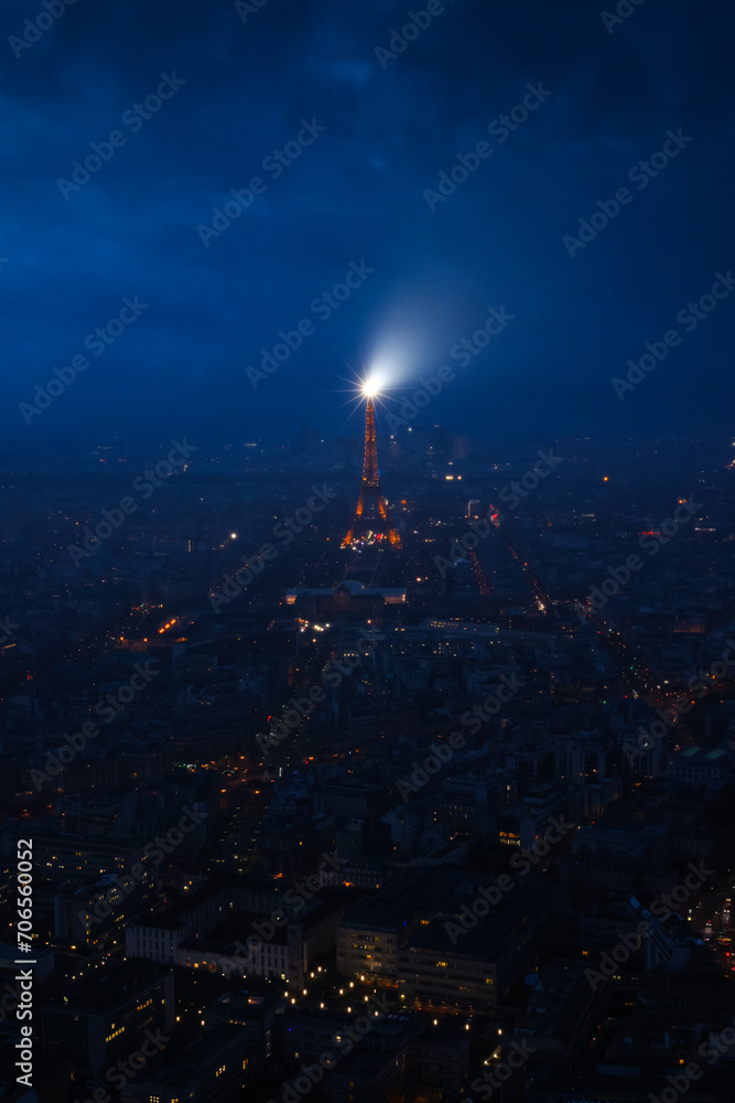 France, Paris - 3 January 2024: Paris panorama during the blue hour ...