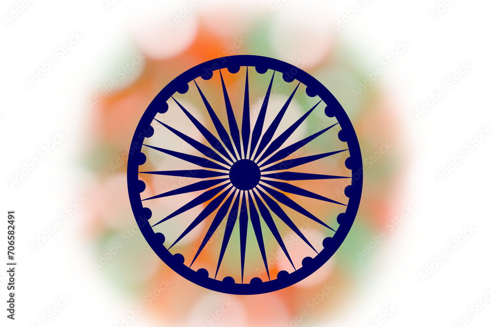 indian national emblem ashok chakra or ashok wheel with indian flag or ...