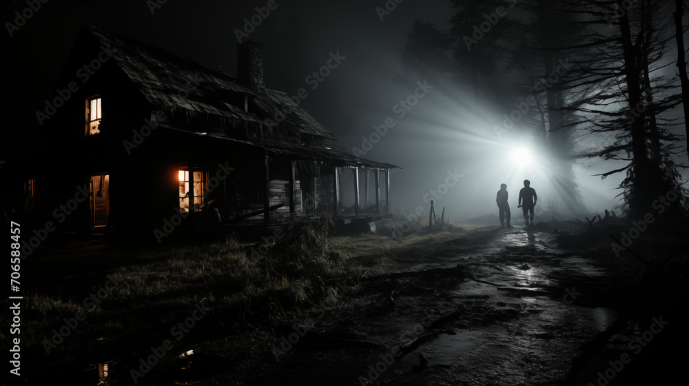 An Abandoned Shack in the Haunting Silence of a Misty Forest at ...