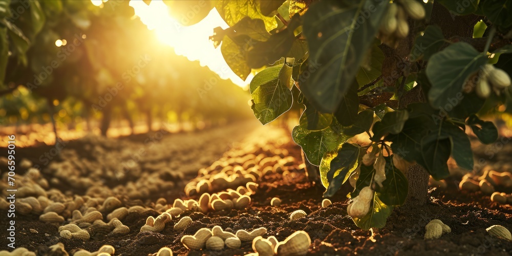 As the Sun Sets, Cashews Flourish in a Tree Plantation: Organic Farming ...