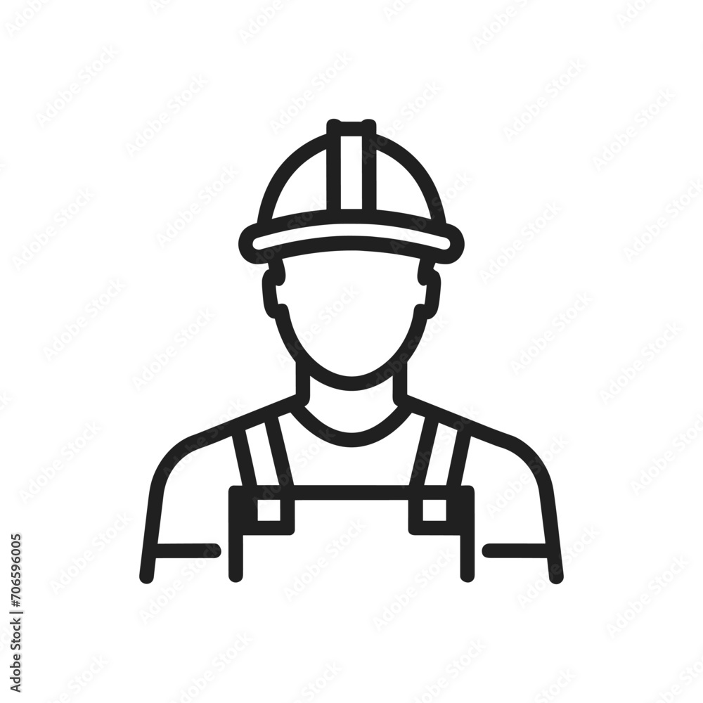 Labourer icon. Monochrome simple sign from construction instruments ...