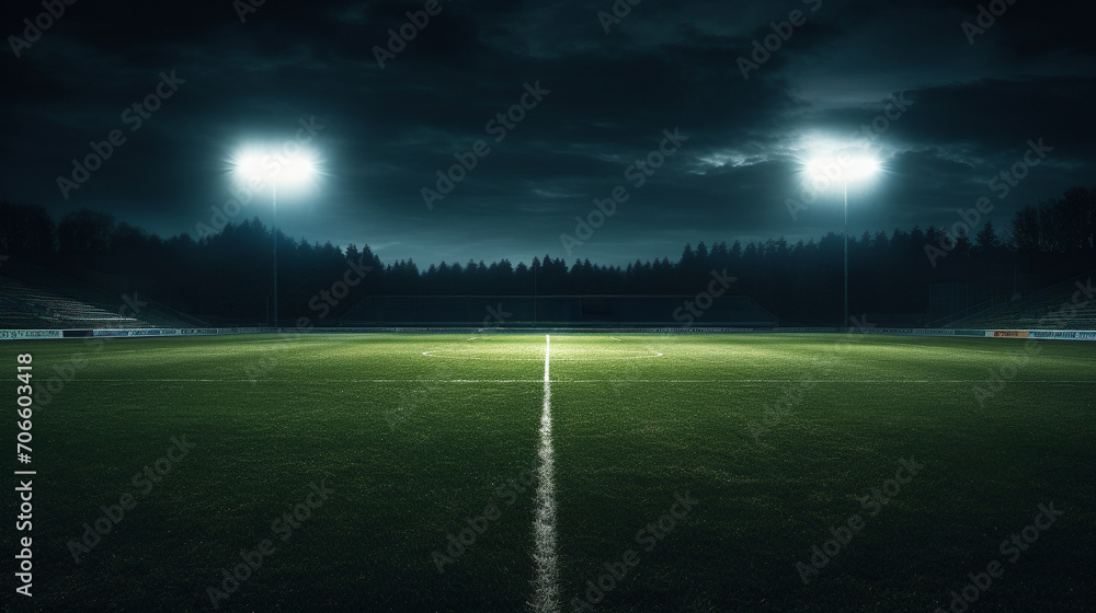 Floodlit Soccer Field with Neon Ambiance A floodlit soccer field at ...
