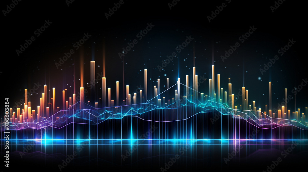 Consumer Market Demand Graphs Graphs with illuminated lines showing ...