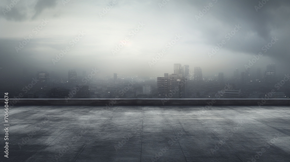 Foggy Rooftop with Concrete Texture An image of a foggy rooftop with a ...