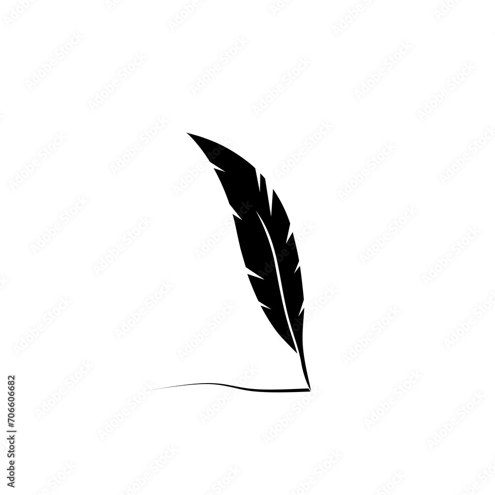 Feather pen logo and symbol isolated on white background Stock ...