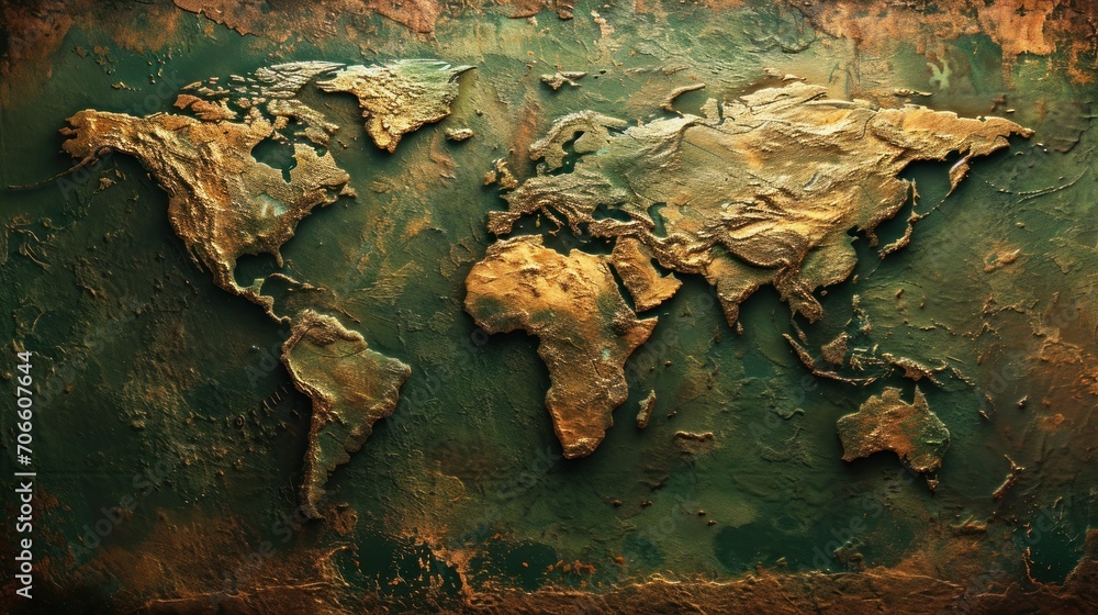 Rusted Metal World Map on Wall, Vintage, Antique, Decor, Rustic ...