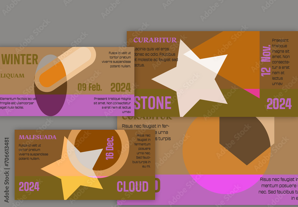 Web Banner Simple Overlapping Geometrical Shapes Bright Color Stock ...