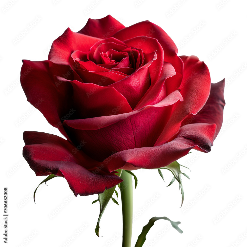 Red rose isolated on transparent highly detailed flower Rose flower is ...