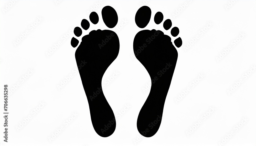 human black footprints way white background isolated barefoot person ...