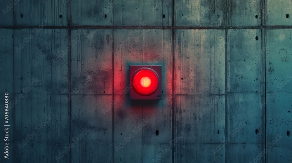 One single simple red alert alarm light on a concrete wall Stock Photo ...